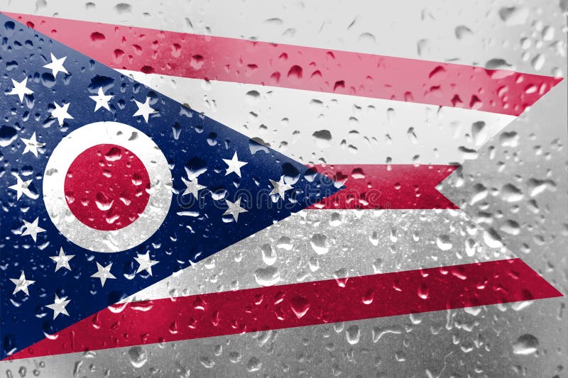Texture of Ohio Flag on the Glass with Drops Stock Image - Image of ...
