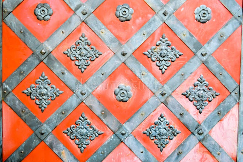 Texture of an Old Ancient Medieval Red Antique Sturdy Iron Metal Door ...
