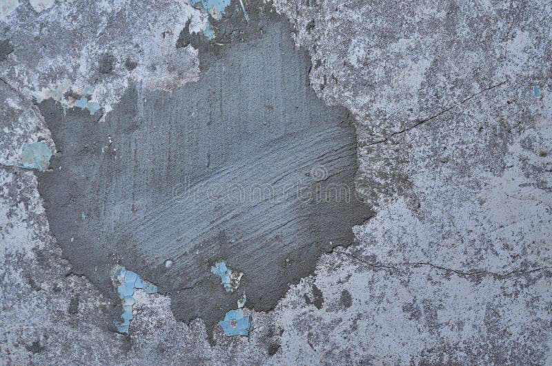 Texture of the Old Battered Wall Blue Peeling Paint, Concrete, Gray ...