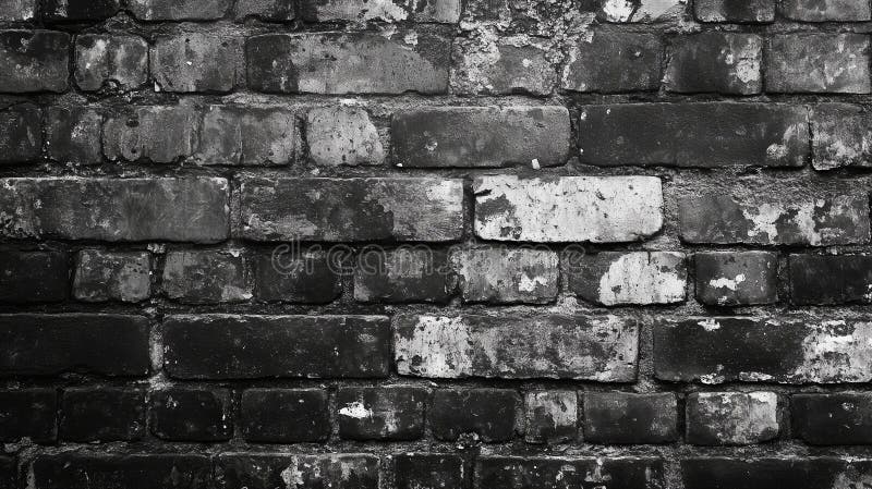 Texture of an Old Brick Wall in Black and White. the Bricks Look Worn ...