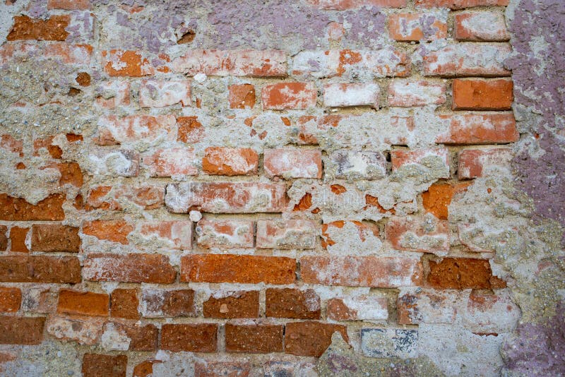 Old Brick Wall with Collapsed Plaster Stock Photo - Image of poor ...