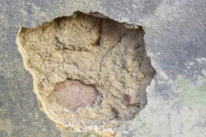 Texture of Old Stone Wall with Collapsed Plaster. Background of Shabby ...