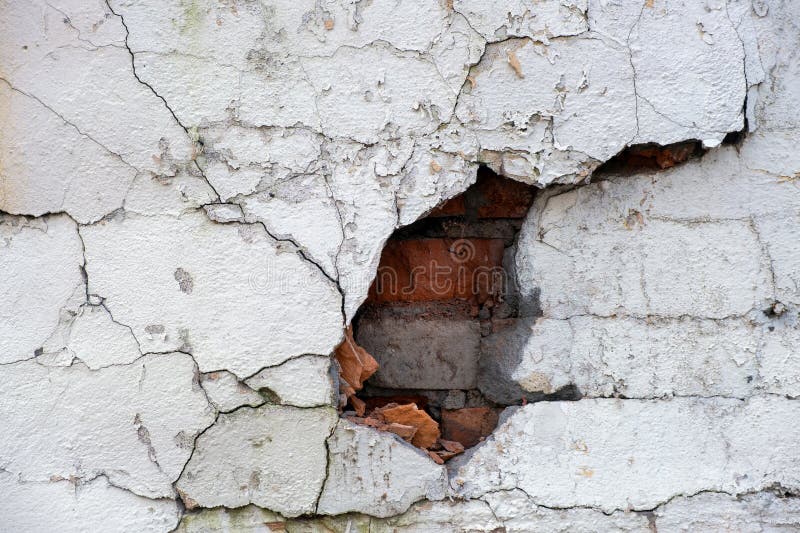 Texture of an Old Brick Wall with Fallen Plaster. Background of a ...