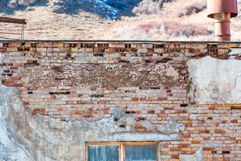 Texture of an Old Building with a Window. Background Ruined Plaster and ...