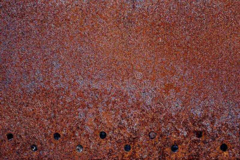 Texture of Completely Rusty Metal with Row of Holes in Down Side Stock ...