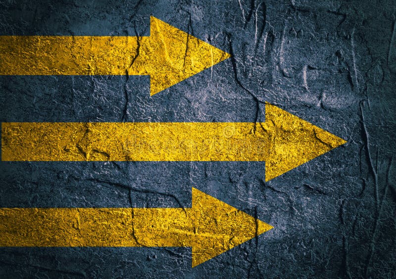Texture of Old Concrete Wall Background. Yellow Arrows Stock ...