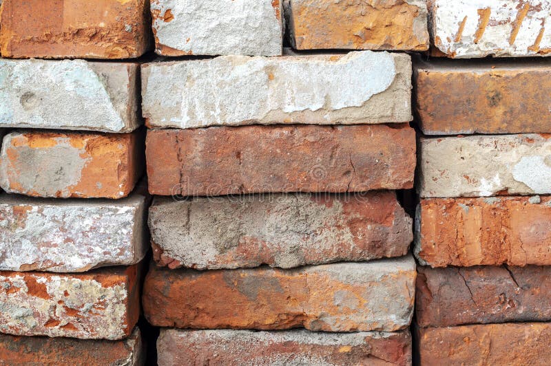 Texture of Old Cracked Brick, Stacked in a Stack Stock Photo - Image of ...