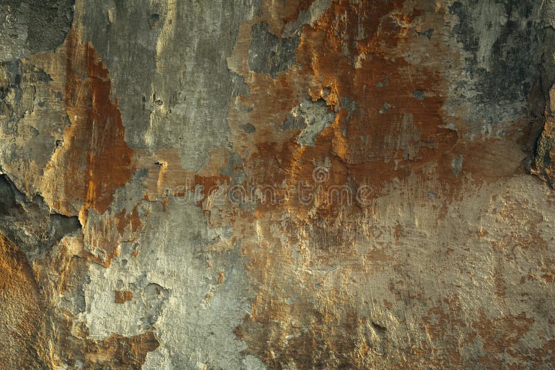 The Texture of Old Crumbling Plaster with Paint on the Wall. Stock ...