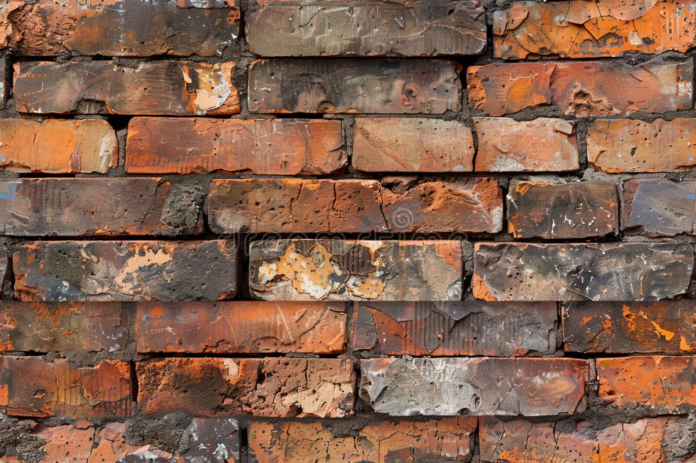 Texture of an Old Crumbling Wall of Various Bricks. Stock Illustration ...