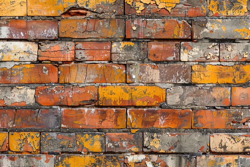 Texture of an Old Crumbling Wall of Various Bricks. Stock Illustration ...
