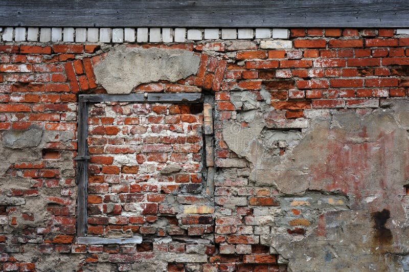 Old damaged brick wall. stock photo. Image of gray, grungy - 124044886