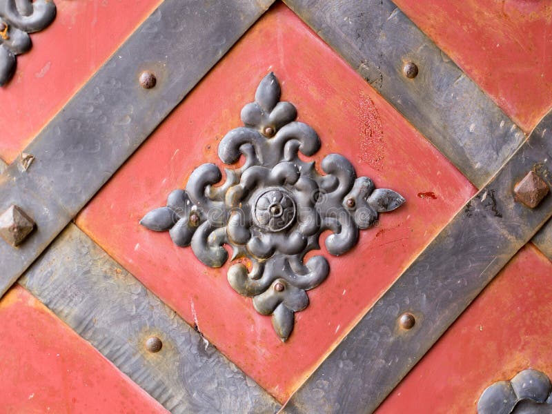 Texture of the Old Gate with Metal Rivets Stock Image - Image of door ...