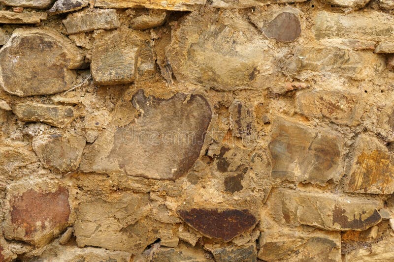 The Texture of the Old Medieval Wall of the House, Lined with Brown ...