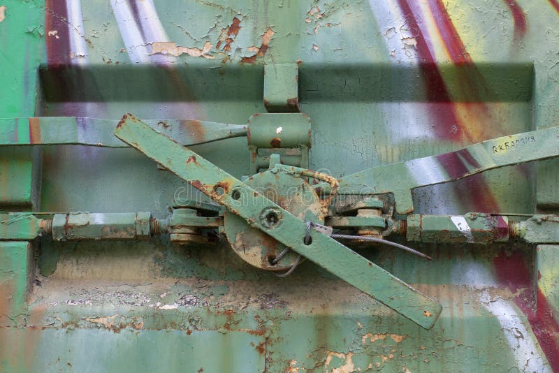 Texture of an Old Railroad Car Painted Graffiti. Door Lock of an Old ...