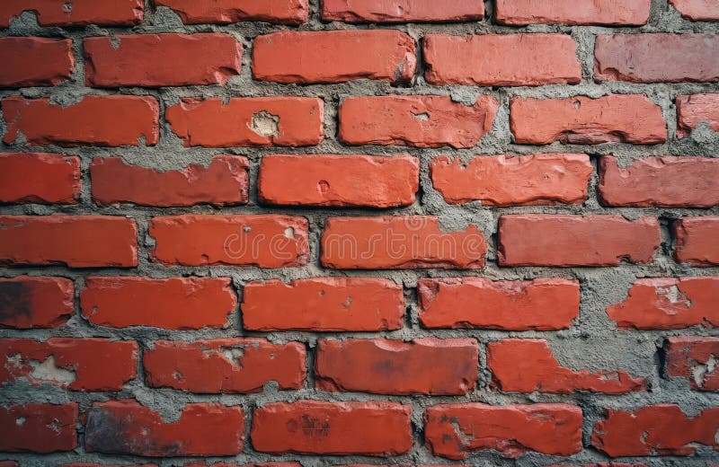 Texture of Old Red Brick Wall on Bright Spring Day. Orange Bricks ...