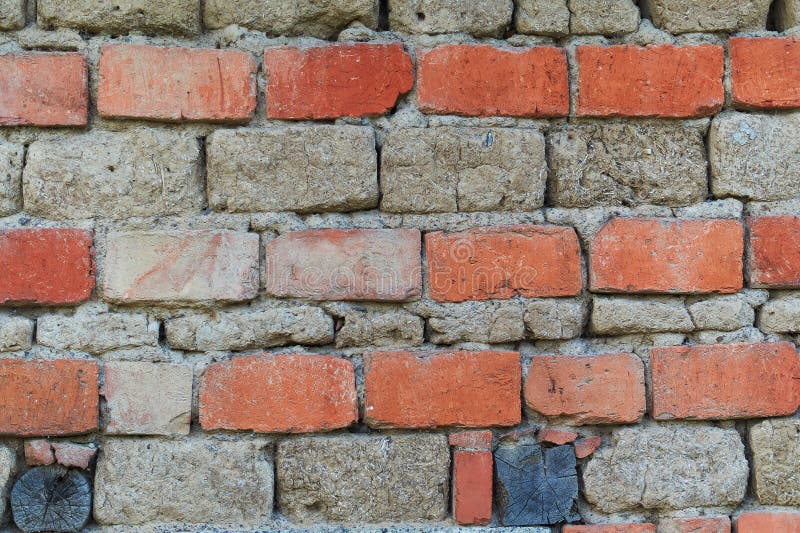 Texture of an Old Brick Wall and Clay Blocks Stock Photo - Image of ...