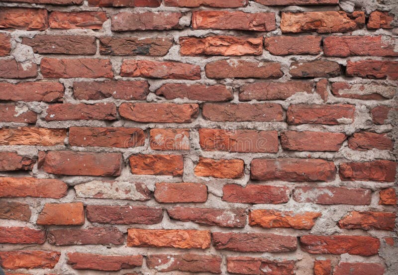 Texture of Old Rough Brick Red Wall Stock Image - Image of surface ...