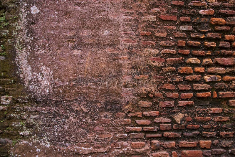 The Texture of an Old Rustic Wall is Covered with Red Stucco. Abstract ...