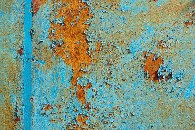 Texture of Rusty Metal, Painted Blue Which Becames Orange from Rust ...