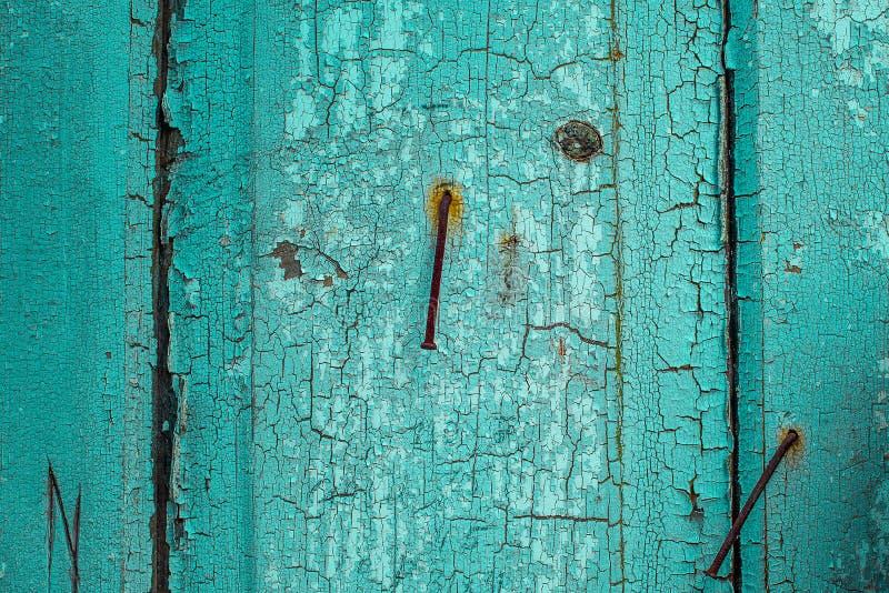 Old Rusty Wood Wall from Row of Planks, Painted Green with Spots of ...