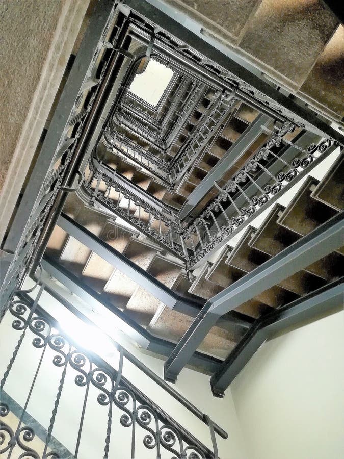 Texture of Old 50s Building Stairs Viewed from Below Stock Photo ...
