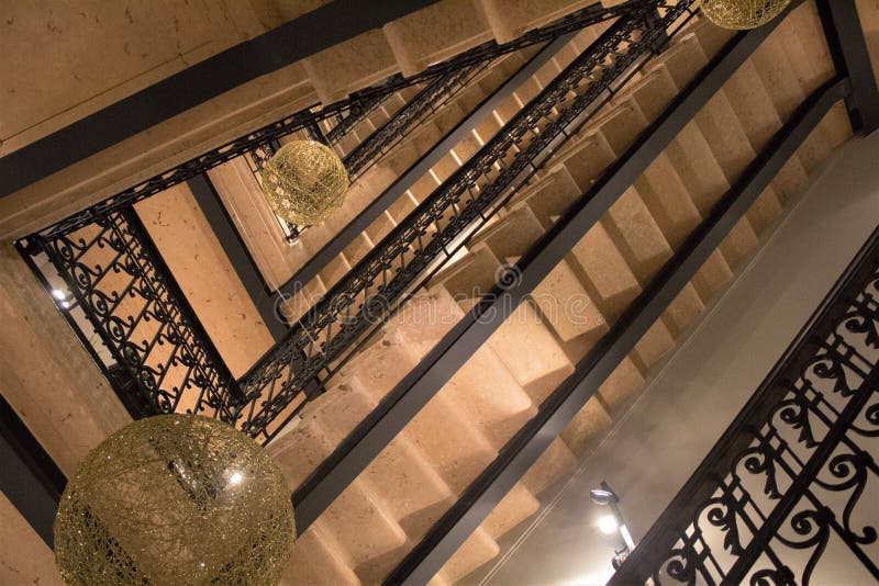 Texture of Old 50s Building Stairs Viewed from Below Stock Image ...