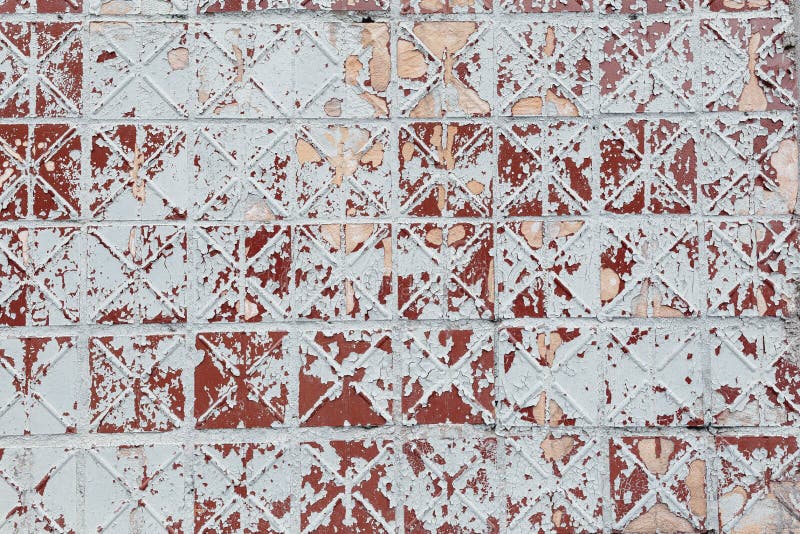 Texture of an Old Square Tile on a Wall with Peeling Ocher Paint Stock ...