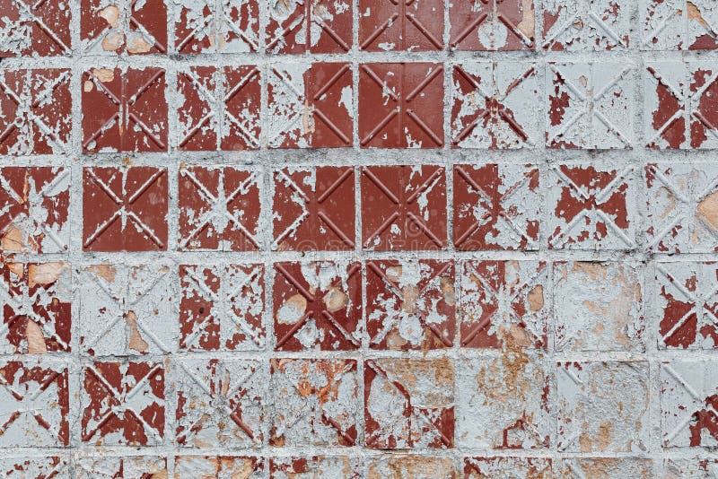 Texture of an Old Square Tile on a Wall with Peeling Ocher Paint Stock ...