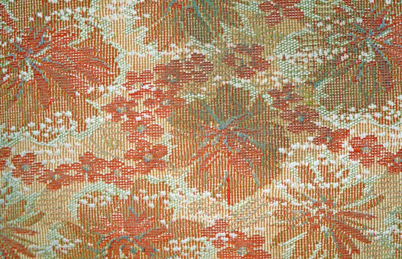 Texture of the Old Tapestry Fabric with Faded Red Floral Pattern Stock ...