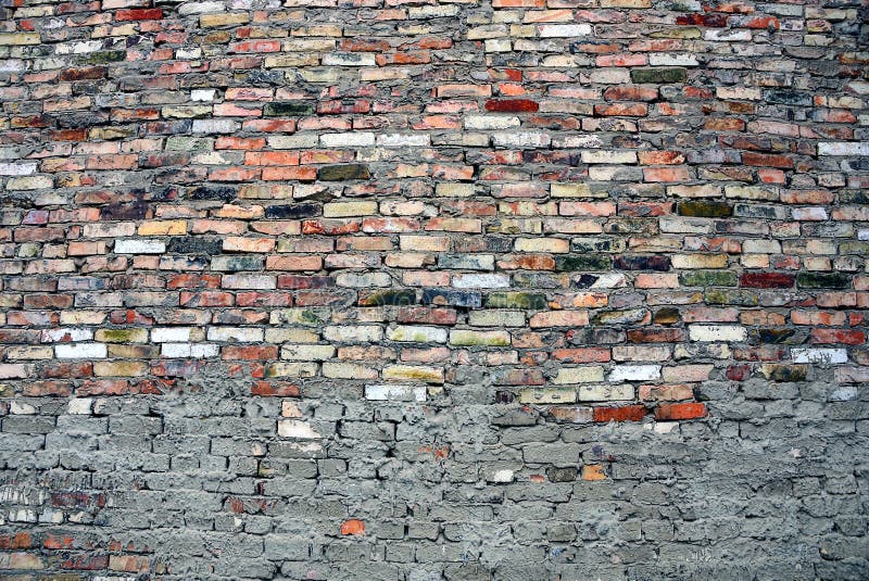 Brick Wall of Colored Bricks and Cement Stock Photo - Image of house ...