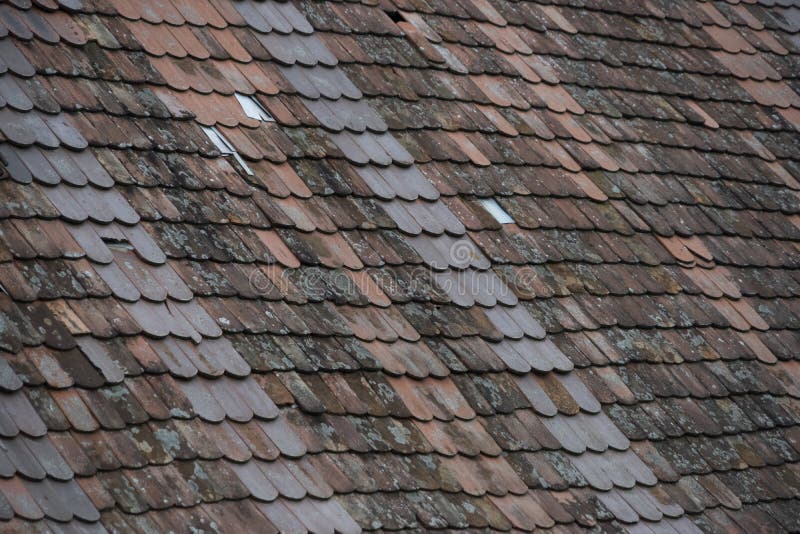 Texture of an Old Weathered Tile Roof Stock Photo - Image of detail ...