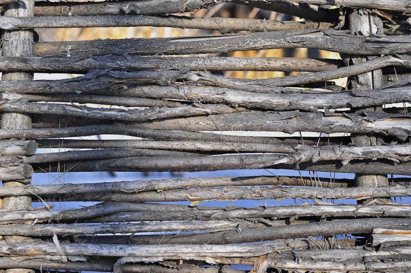 Texture. Old Wicker and Twig Fence in the Village Stock Photo - Image ...