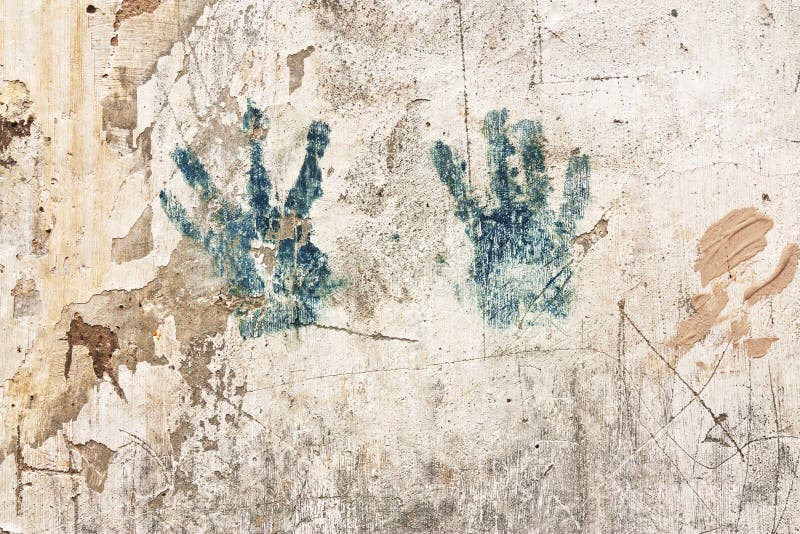 Texture of Old Wall with Handprint Stock Image - Image of background ...