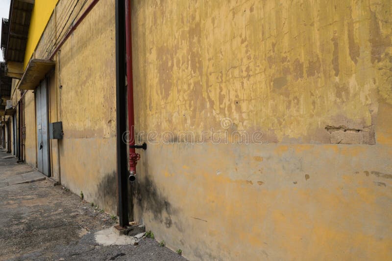 Texture of Old Yellow Vintage Wall of Industrial Factory Stock Image ...