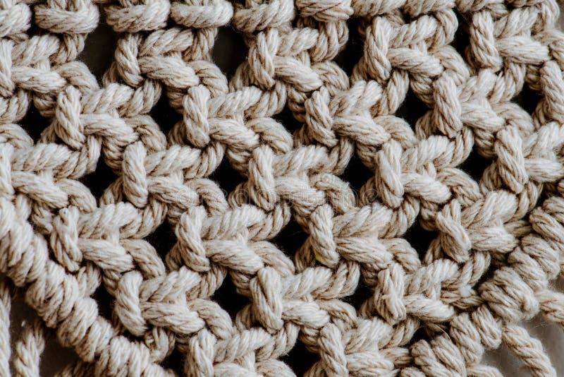 Texture of Open-weaved Macrame Tapestry Up Close. Knots and Ropes in a ...