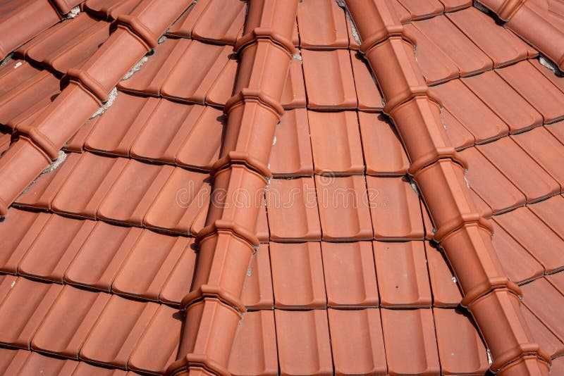 Texture of Orange Ceramic Tiles of a Roof. Stock Photo - Image of ...