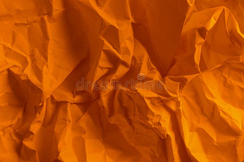Texture of Orange Crumpled Paper As Background, Top View Stock Image ...