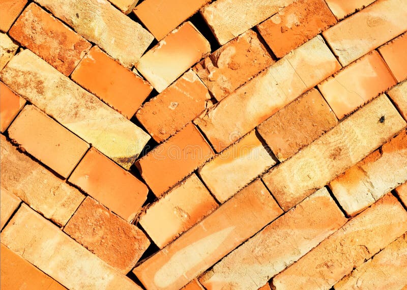 Texture of Orange Brick Tiles on the Facade of the Wall Close-up Stock ...