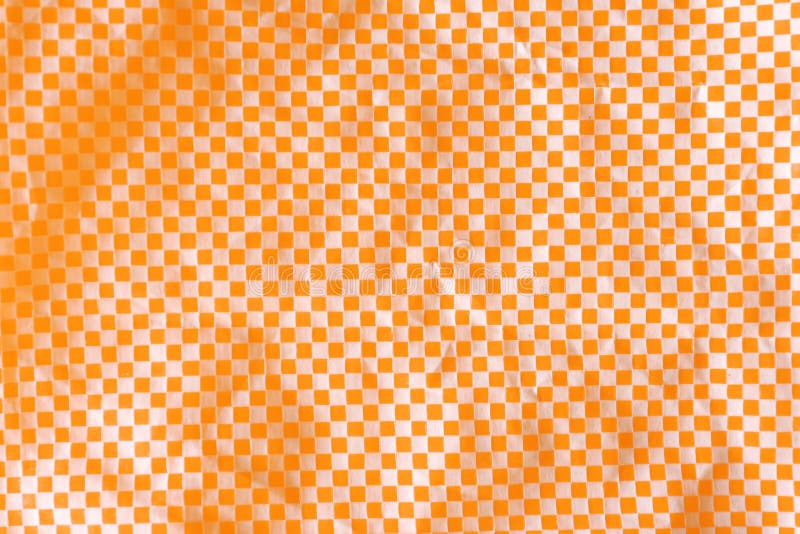 Texture of Orange and White Checkered Fabric As Background, Top View ...