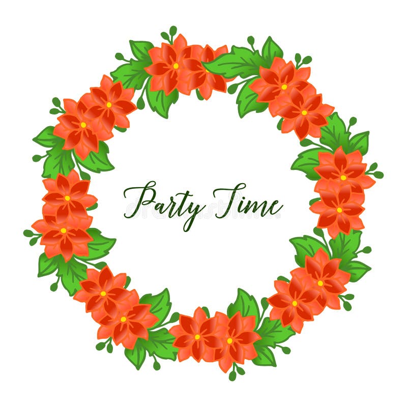 Texture Orange Wreath Frame, for Card Template of Party Time. Vector ...