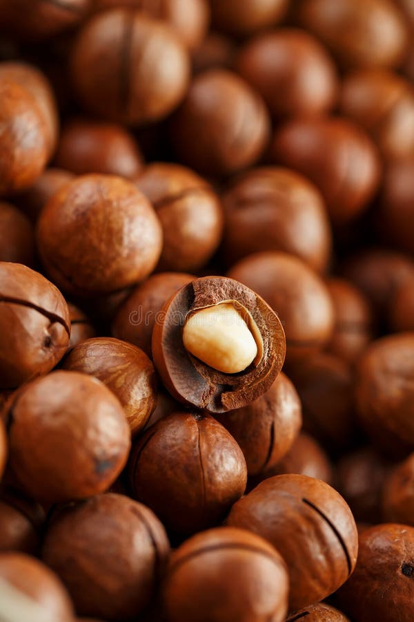Texture of Organic Macadamia Nut Fresh Natural Fruit Shelled One Nut in ...