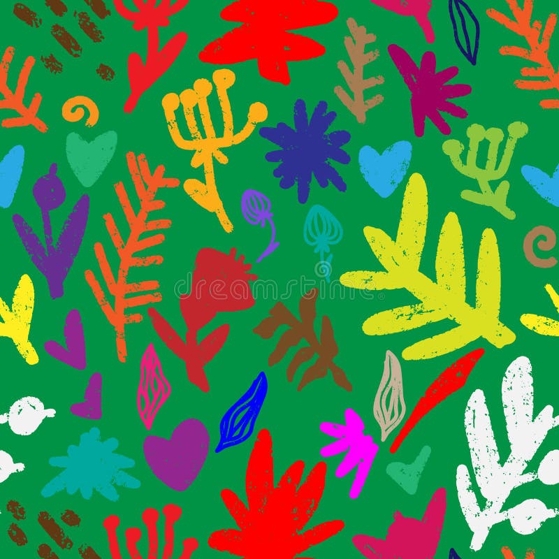 Texture Ornament Stylized Plants Elements Natural Motifs Seamless ...