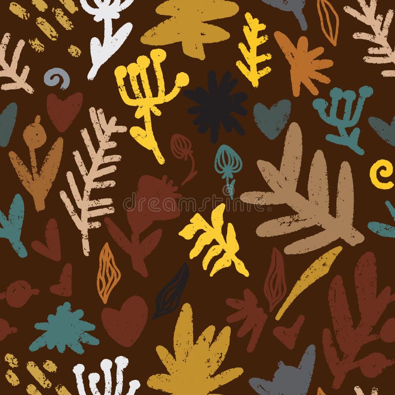 Texture Ornament Stylized Plants Elements Natural Motifs Seamless ...