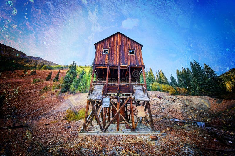 Texture Overlay and Intense Color on Old Mining Structure Abandoned in ...