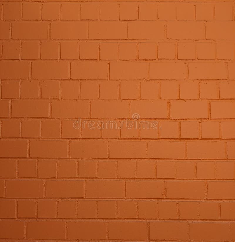 Texture of Painted Orange Smooth Brick Wall, for Background or Backdrop ...