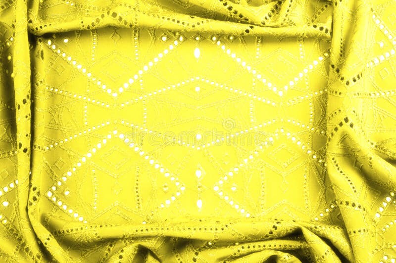 Texture, Pattern. Cloth is Yellow Dense with Perforated Holes Stock ...