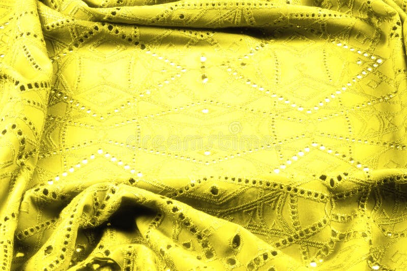 Texture, Pattern. Cloth is Yellow Dense with Perforated Holes Stock ...