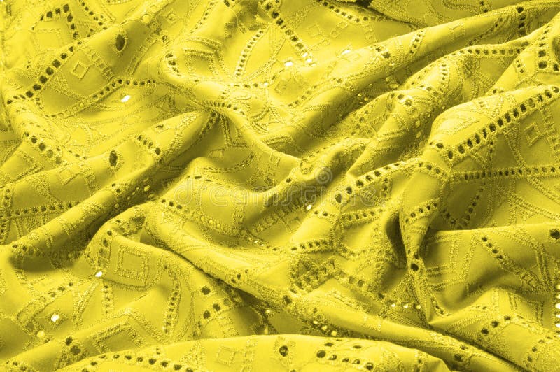 Texture, Pattern. Cloth is Yellow Dense with Perforated Holes Stock ...