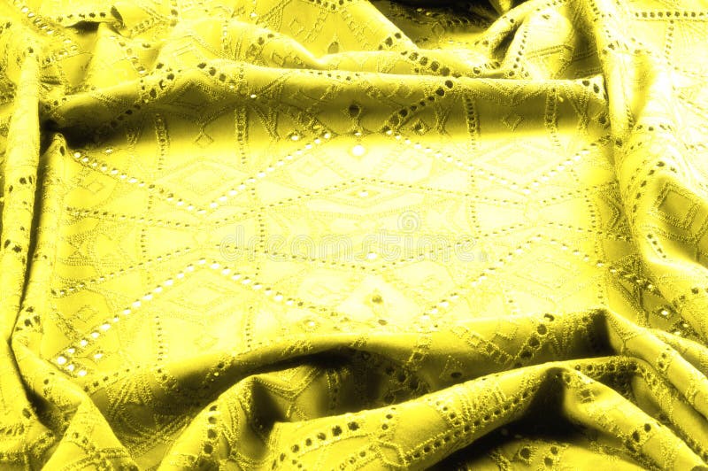 Texture, Pattern. Cloth is Yellow Dense with Perforated Holes Stock ...