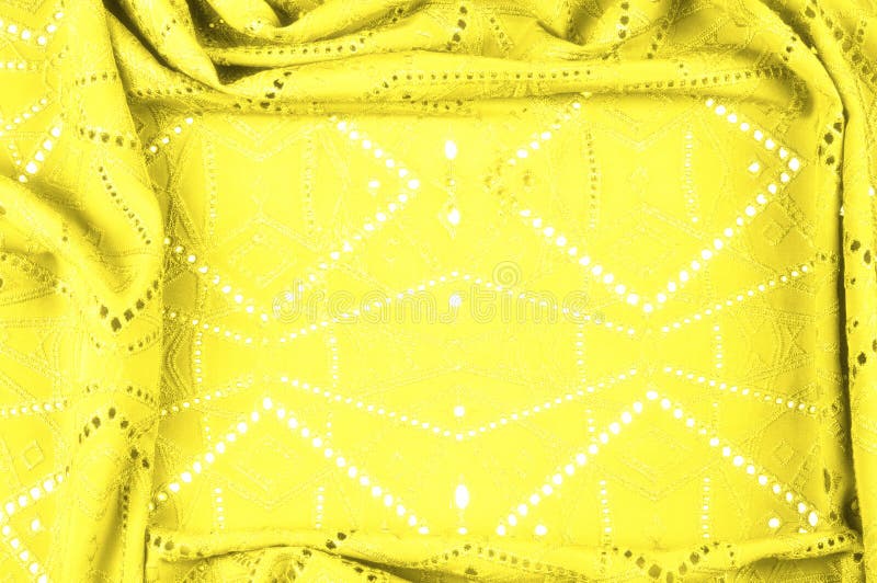 Texture, Pattern. Cloth is Yellow Dense with Perforated Holes Stock ...